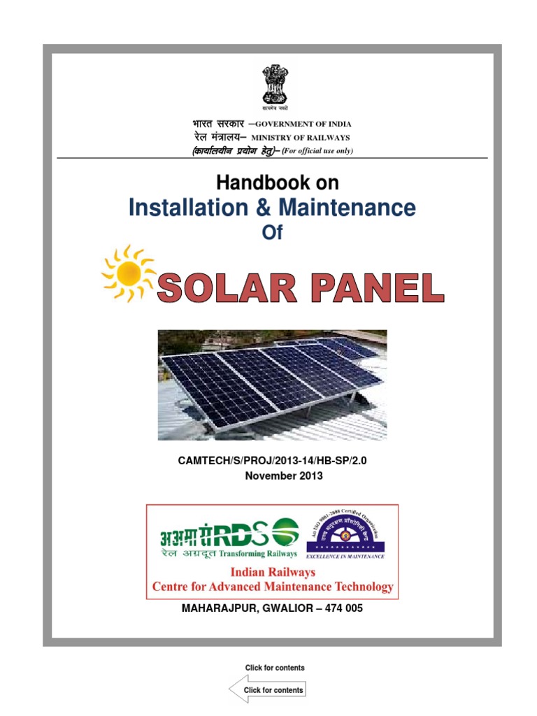 Handbook on Installation & Maintenance of Solar Panel | Photovoltaic ...