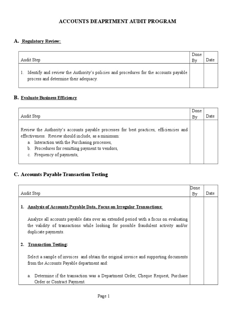 Final Accounts Payable Audit Program | PDF | Accounts Payable | Cheque