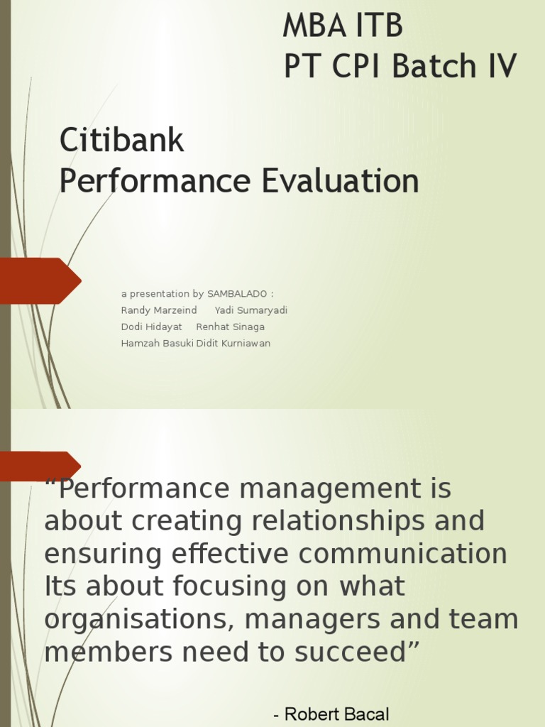 Citibank Performance Evaluation 2 | PDF | Citibank | Customer Satisfaction