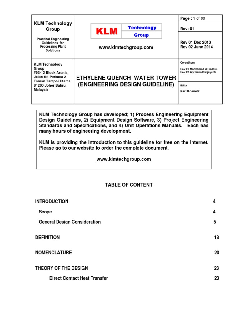 ENGINEERING DESIGN GUIDELINES Ethylene Quench Water Tower Rev Web | PDF ...