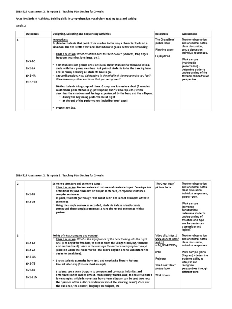 PDF Template 1 The Great Bear Week 2 | PDF | Reading Comprehension ...