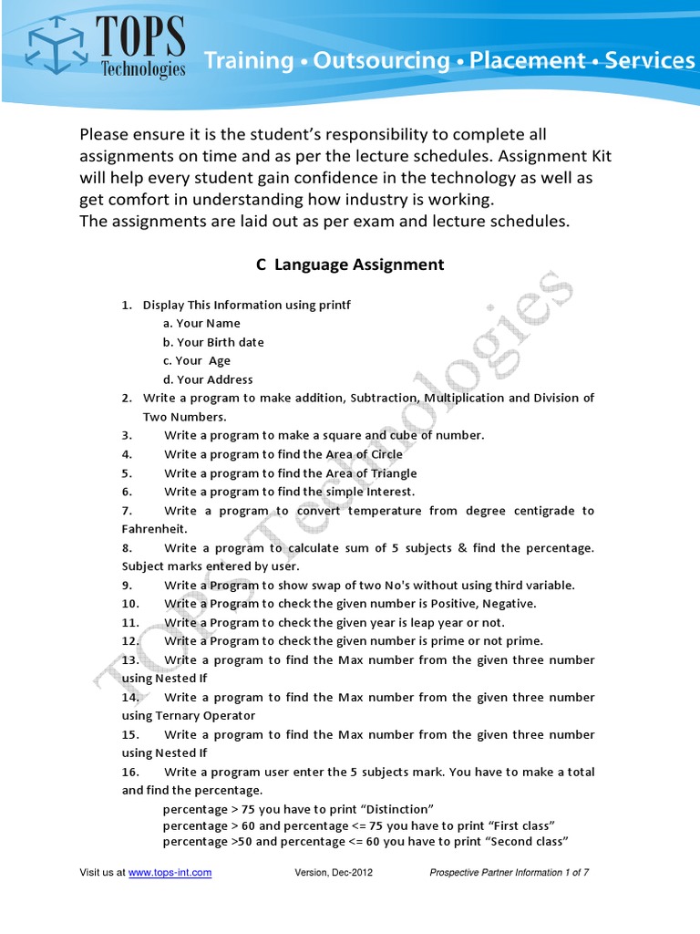C.C++ - Assignment - Problem List | PDF | Subroutine | Pointer (Computer Programming)