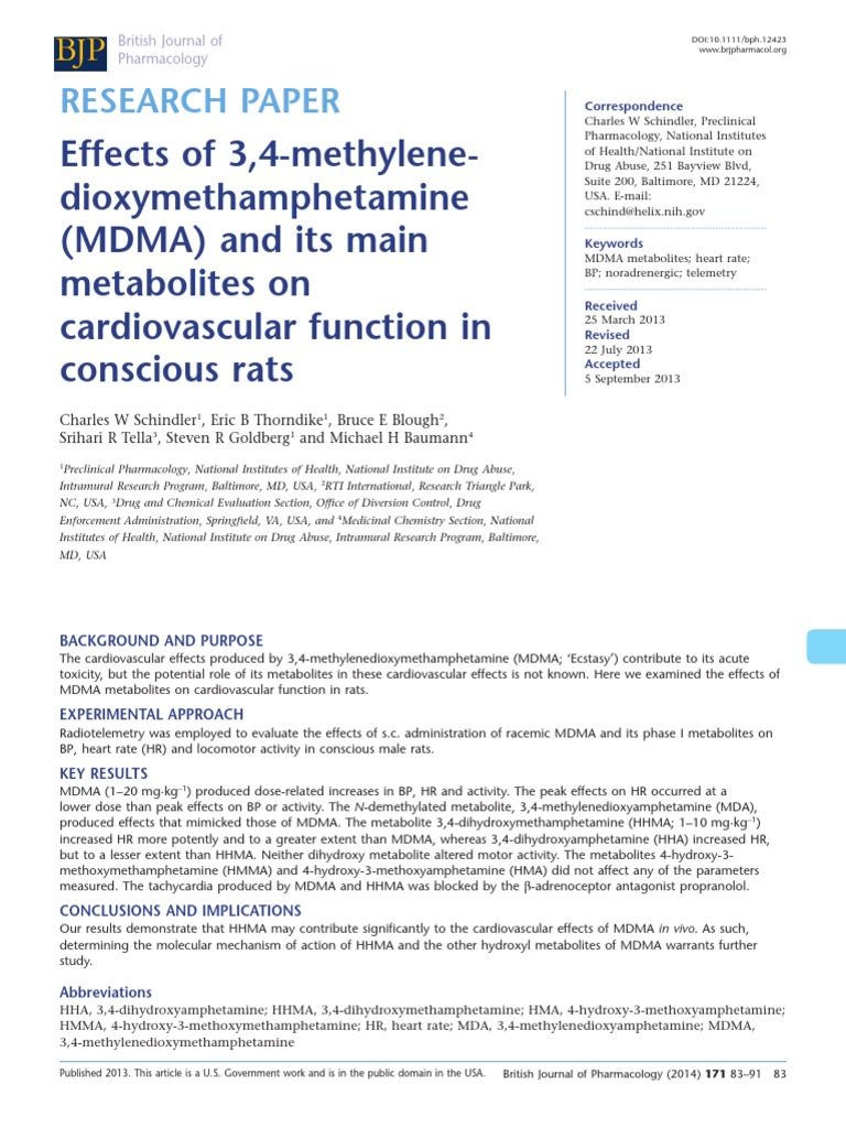 Effects of 3,4-Methylene-Dioxymethamphetamine (MDMA) and Its Main ...