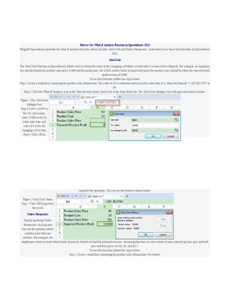 What-if Analysis in Kingsoft Spreadsheets | PDF | Spreadsheet ...