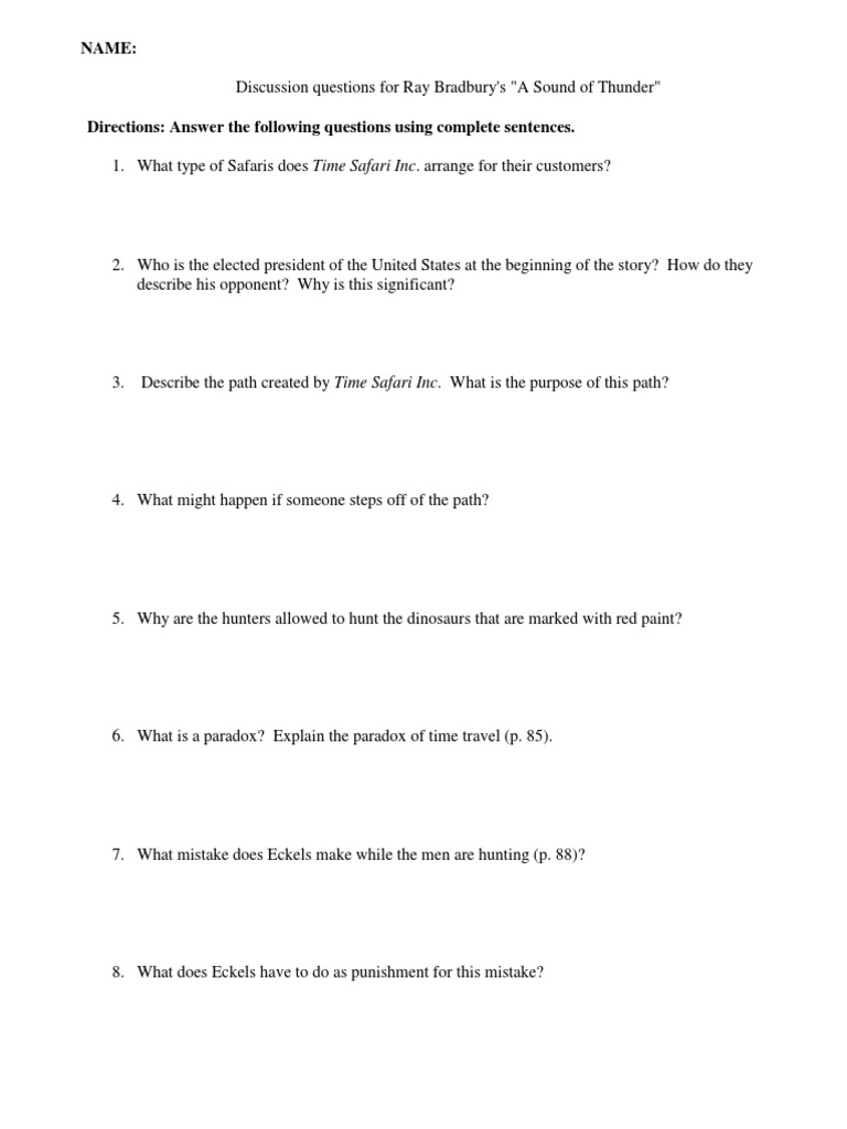 Thunder Homework Questions | PDF | Young Adult