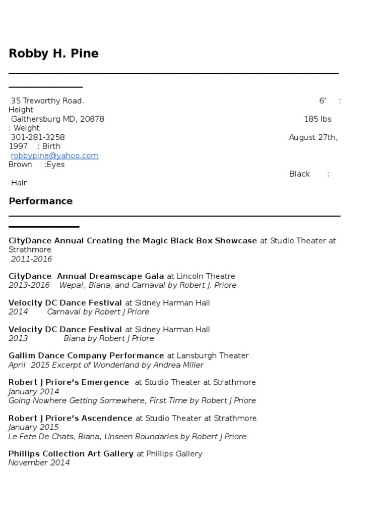 Dance Resume | PDF