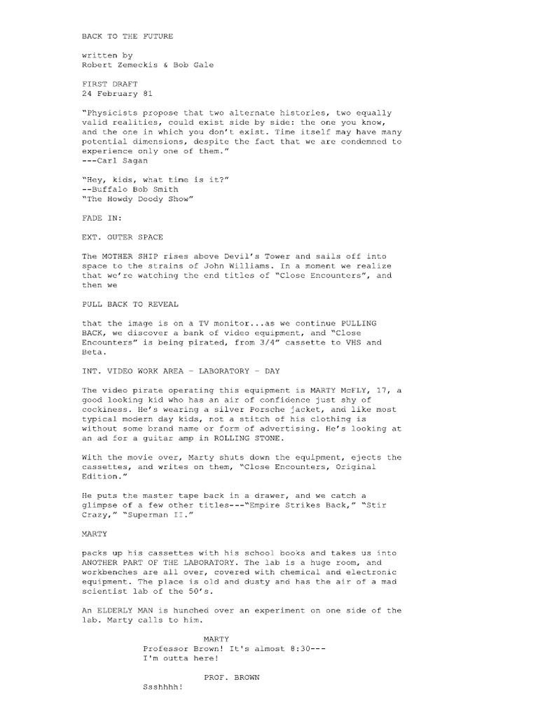 Back To The Future I Movie Script | PDF