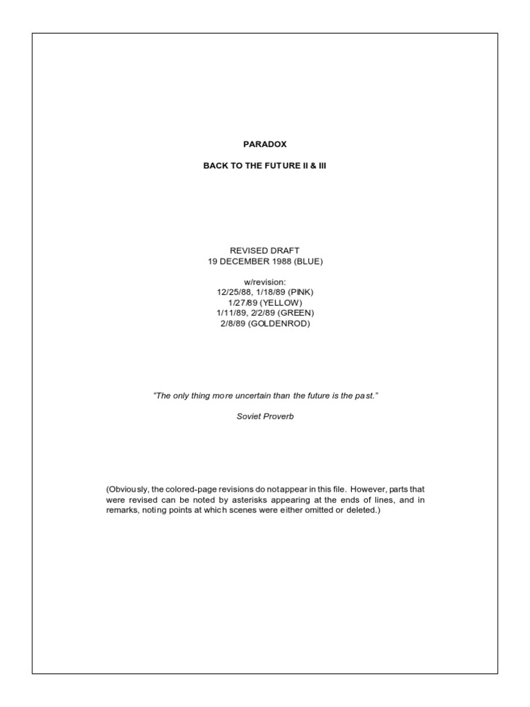 Back To The Future 2+3 Movie Script | PDF | Leisure