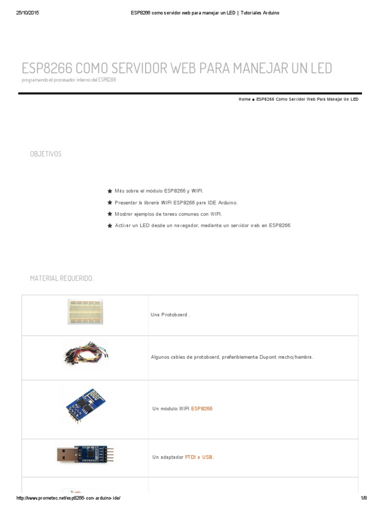 Esp8266 Como Servidor Web Para Manejar Un Led Tutoriales Arduino Pdf Contraseña Diodo