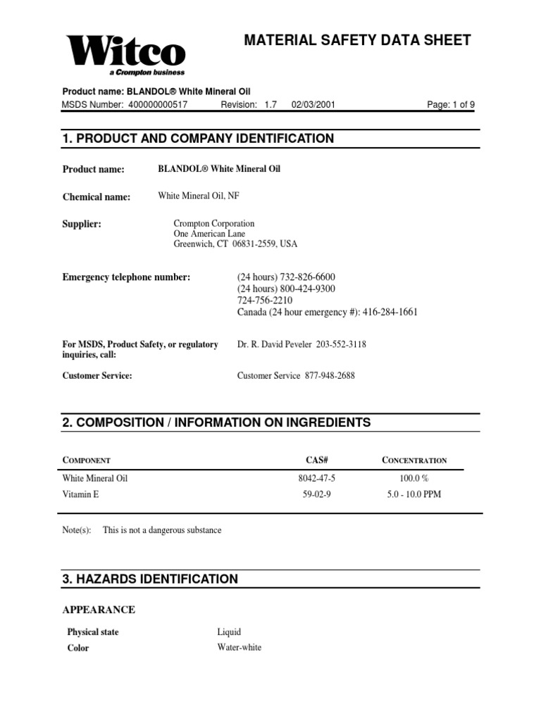 7911 Witco Blandol | PDF | Firefighting | Personal Protective Equipment