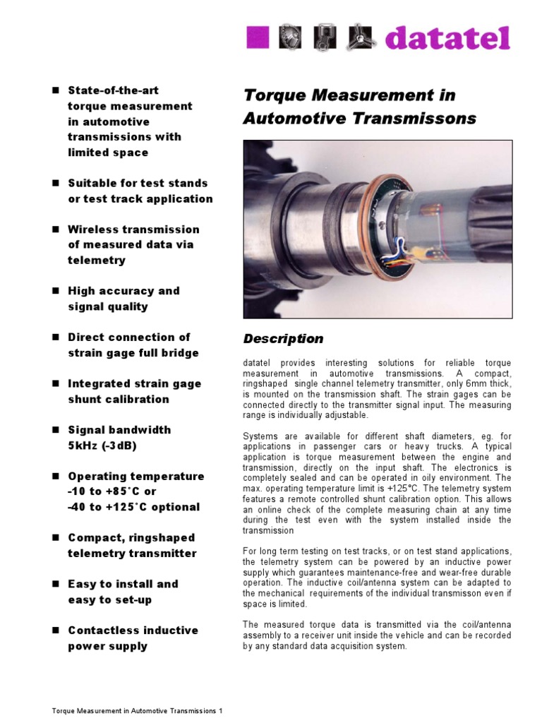 Compact Torque Telemetry Solutions | PDF | Telemetry | Transmission ...