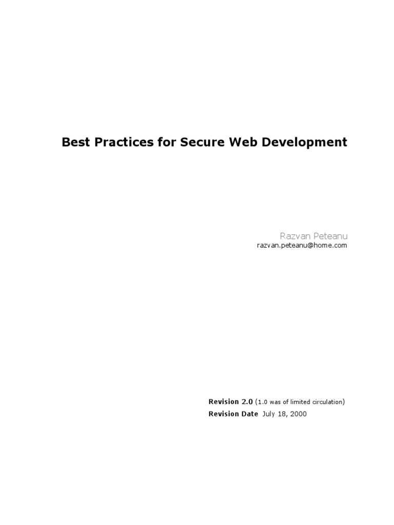 Secure Web Development | PDF | Information Security | World Wide Web