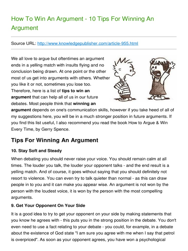 How To Win An Argument - 10 Tips For Winning An PDF | PDF