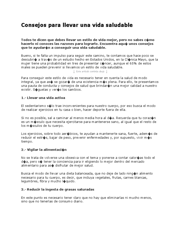 Consejos para Llevar Una Vida Saludable | PDF | Carne | Fibra dietética