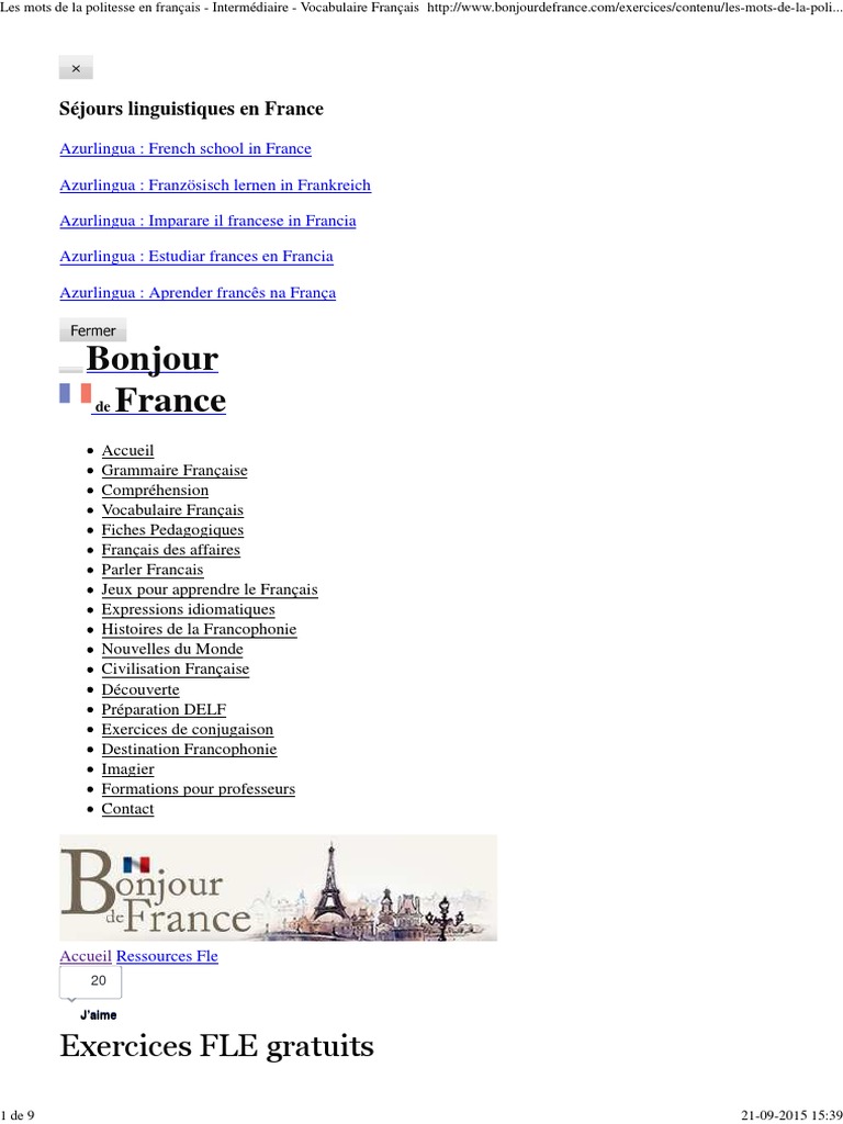 Les Mots de La Politesse en Français | Langue française | Blog