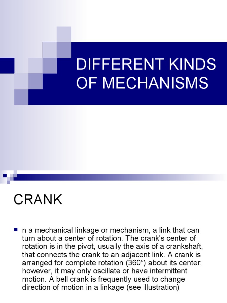 Different Kinds of Mechanisms | PDF | Gear | Machines