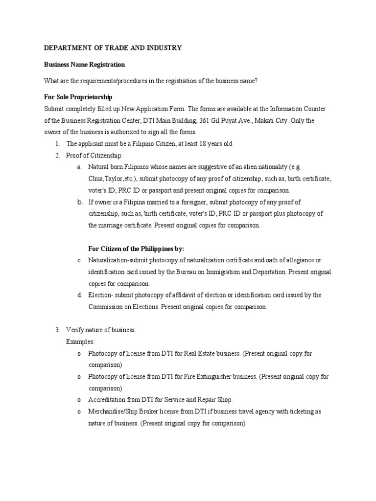 DTI, SEC, BSP and BOI Requirements | PDF | Board Of Directors ...