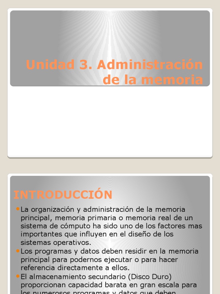Unidad 3. Administración de Memoria | PDF | Memoria del ordenador ...