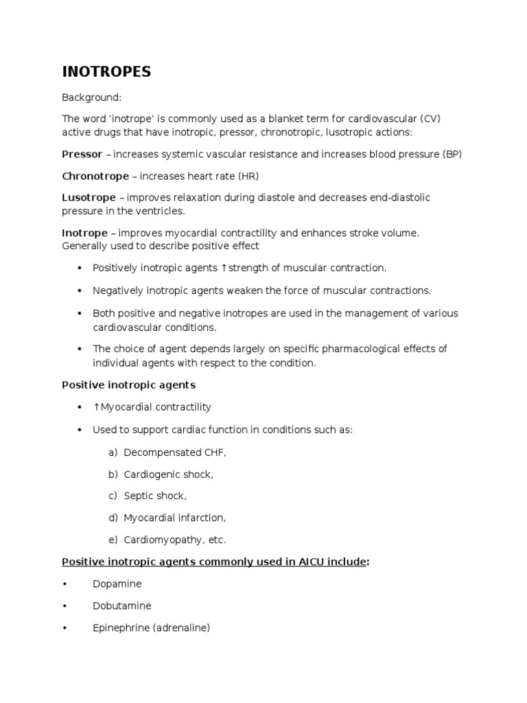 INOTROPES | PDF | Shock (Circulatory) | Vasodilation
