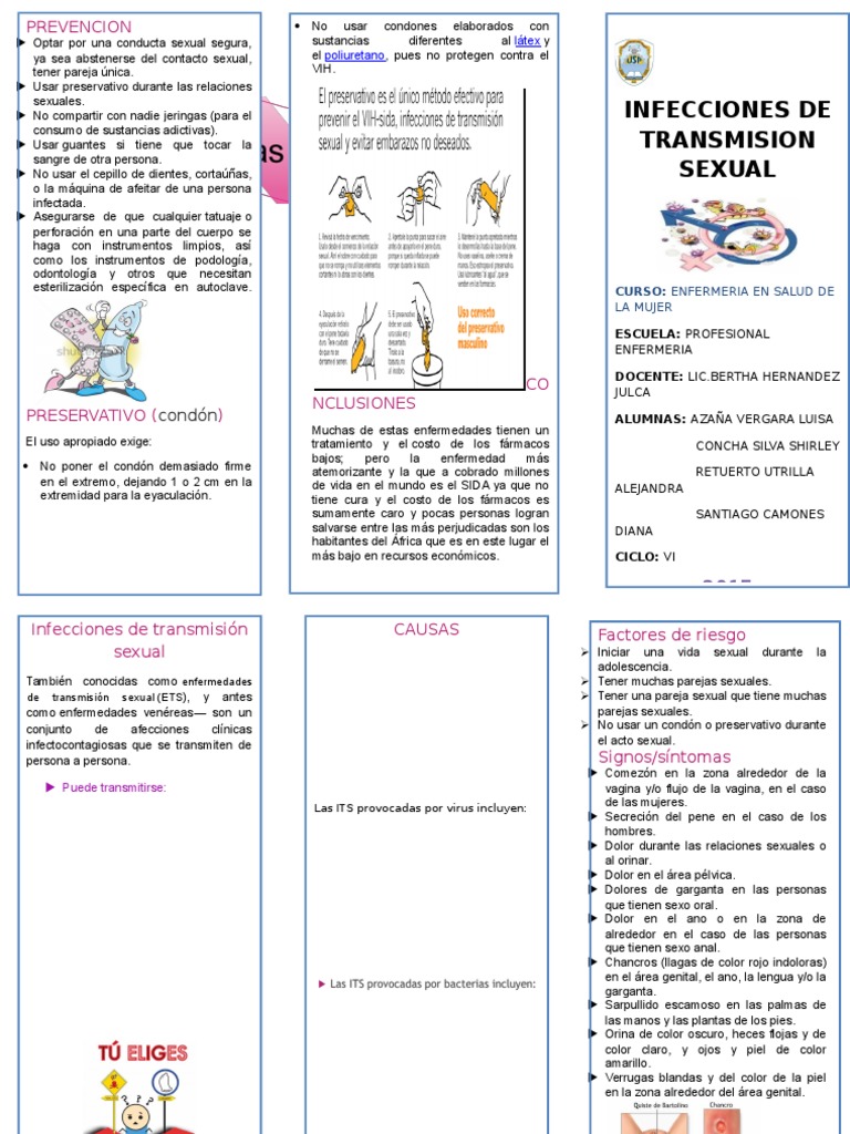 Triptico Infecciones de Transmision Sexual | Infección transmitida sexualmente | Salud pública
