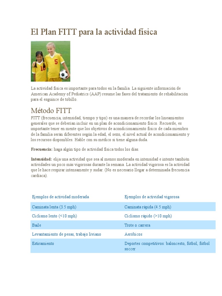 El Plan FITT para La Actividad Física | PDF | Ejercicio físico | Bienestar
