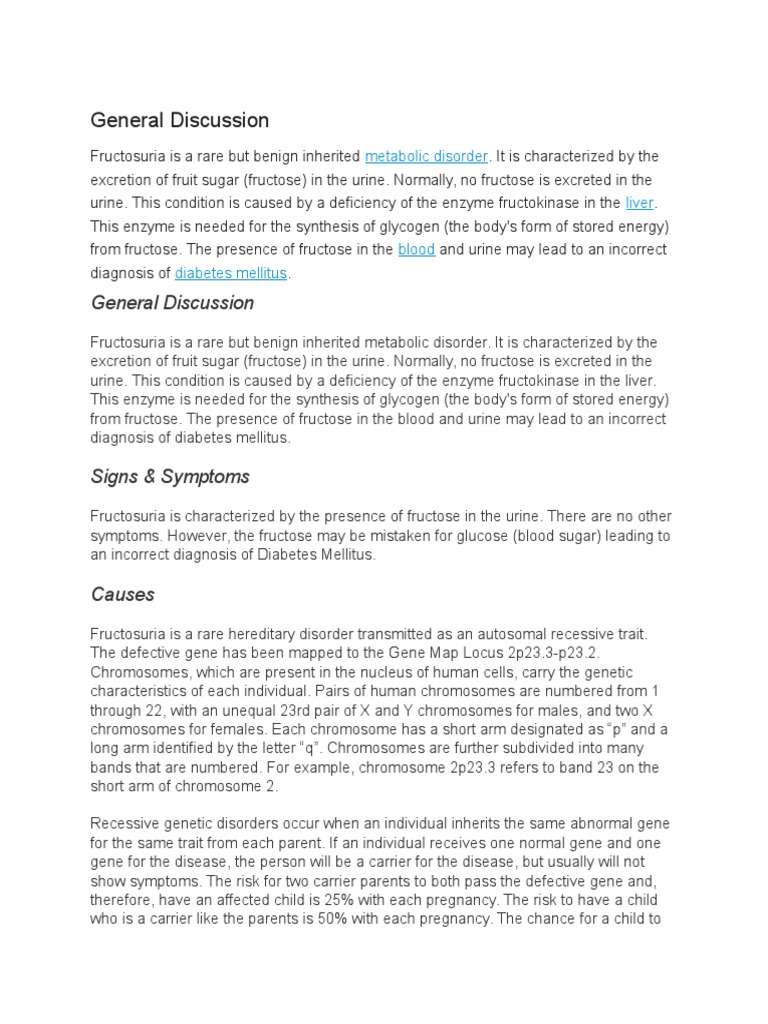 Fructosuria | PDF | Diabetes Mellitus | Fructose