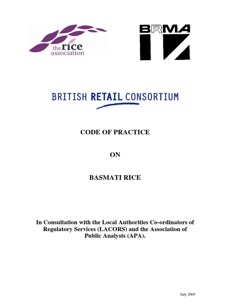 Basmati Rice Code of Practice | PDF | Rice | Staple Foods