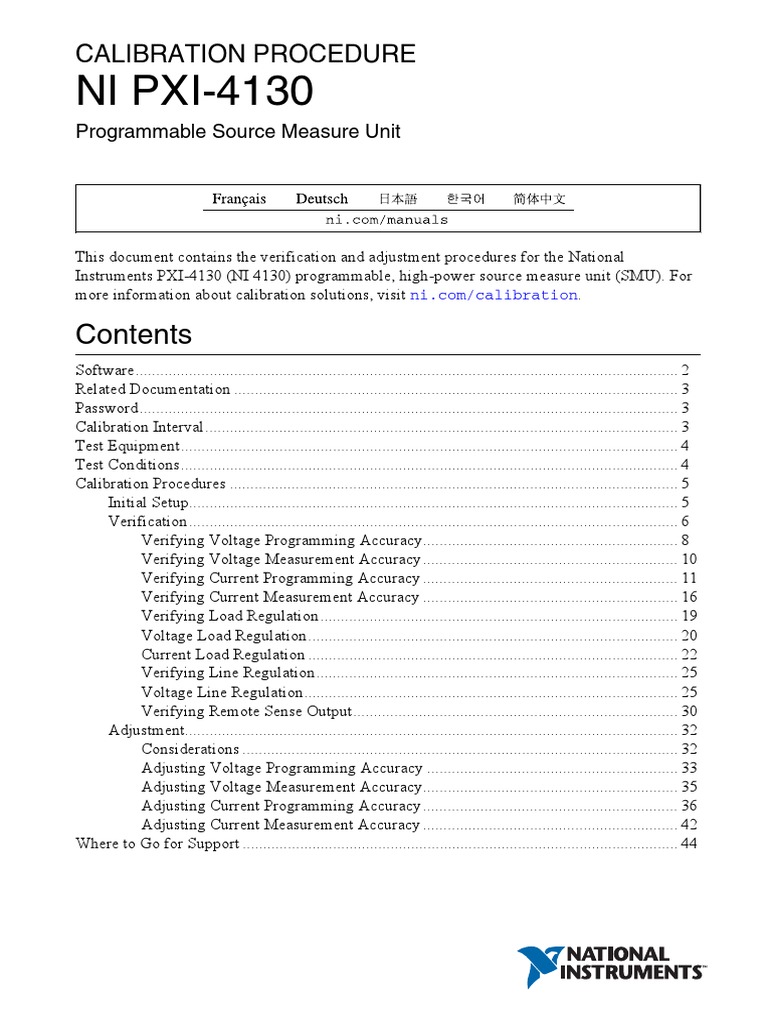 PXI-4130 Programmable Source Measure Unit | PDF | Calibration ...