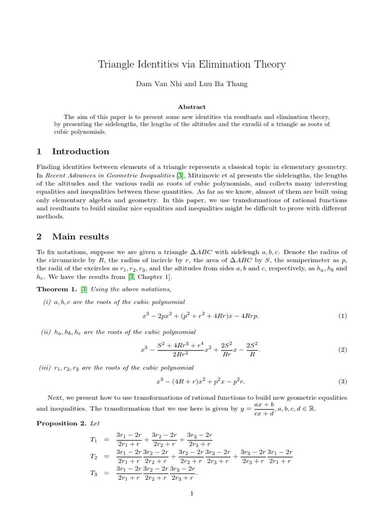 Elimination Triangle | PDF | Triangle | Functions And Mappings
