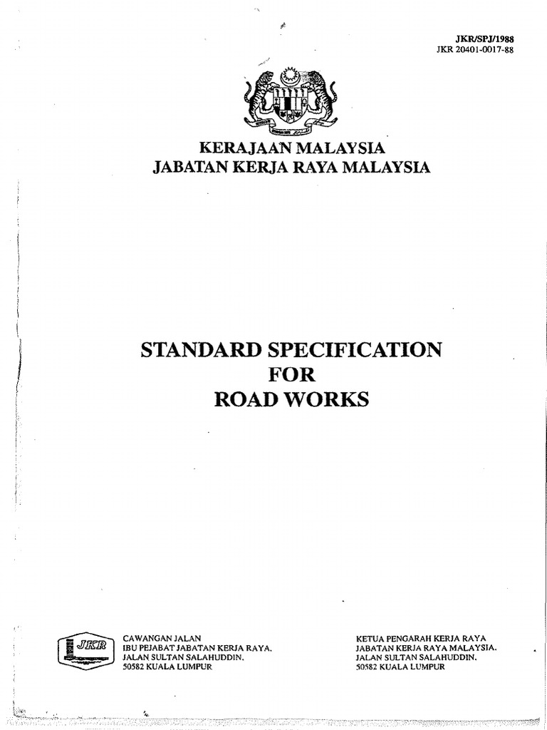 JKR Standard Specification for Roadworks | PDF | Computers