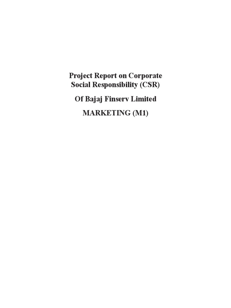 Bajaj Finserv CSR Project Report | PDF | Corporate Social ...