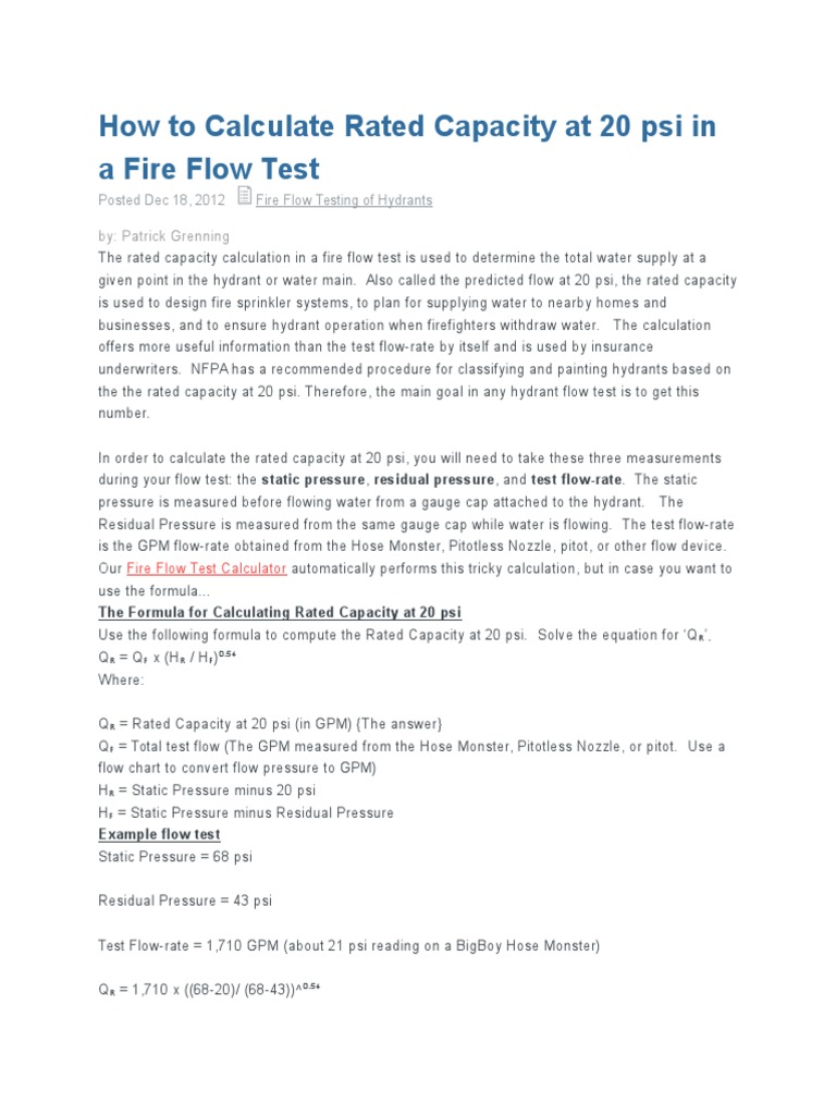 Calculate Fire Flow Test | PDF