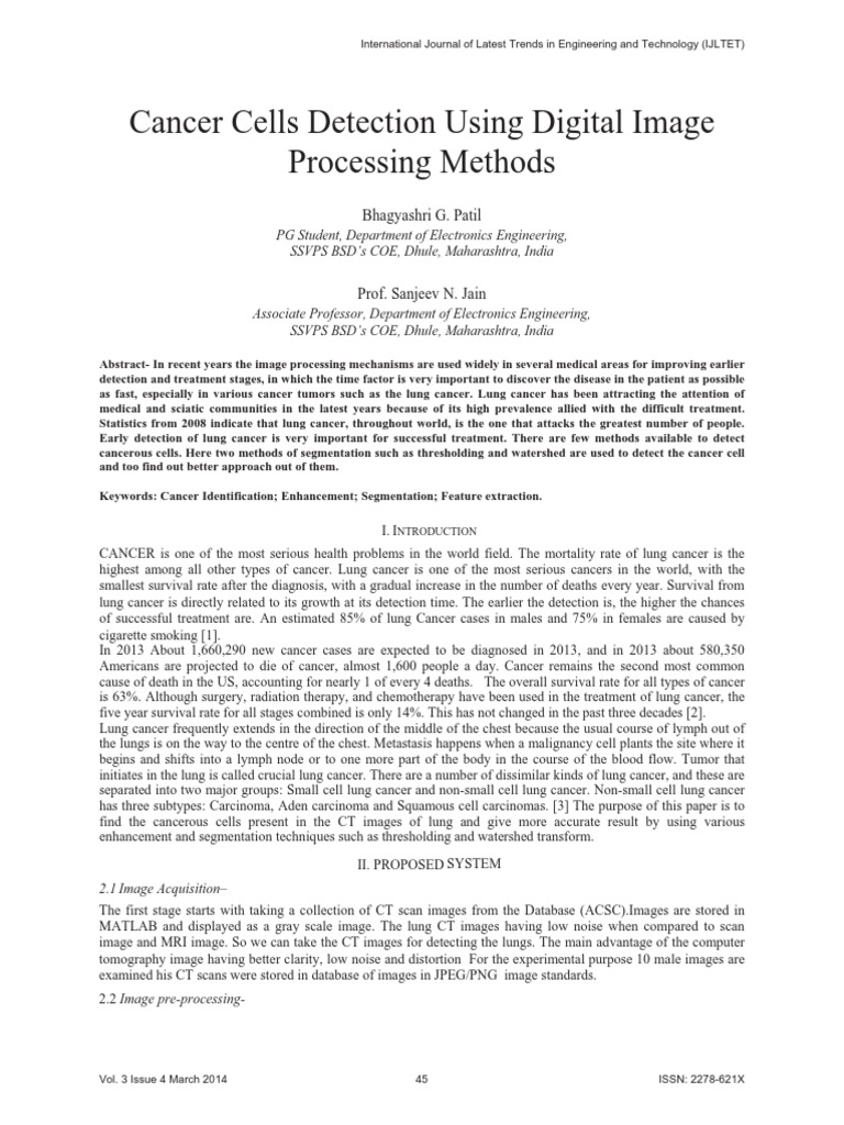 Lung Cancer Dtection Using DIP | PDF | Image Segmentation | Lung Cancer