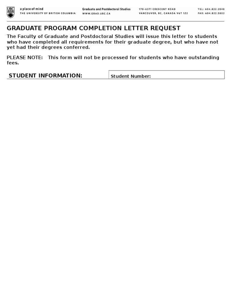 Program Completion Letter Request | PDF