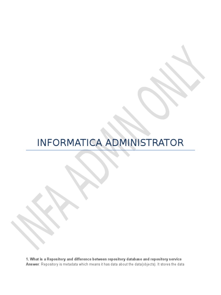 Informatica Administrator QA | PDF | Oracle Database | Databases