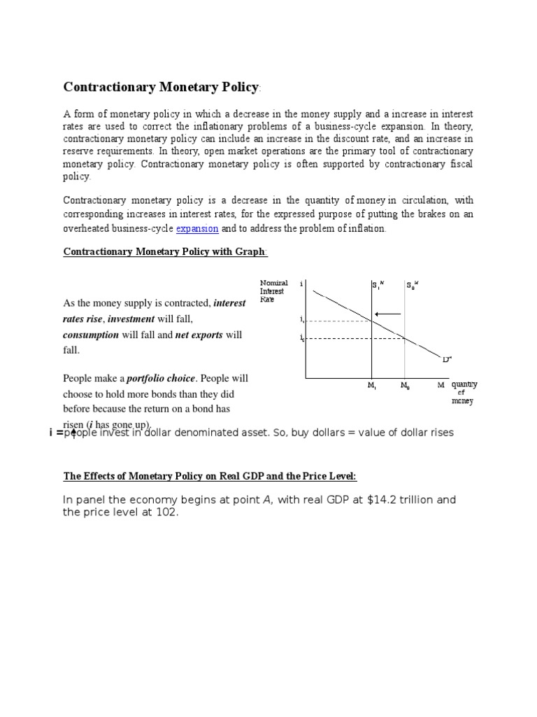 Contractionary Monetary Policy Guide | PDF | Monetary Policy | Money Supply