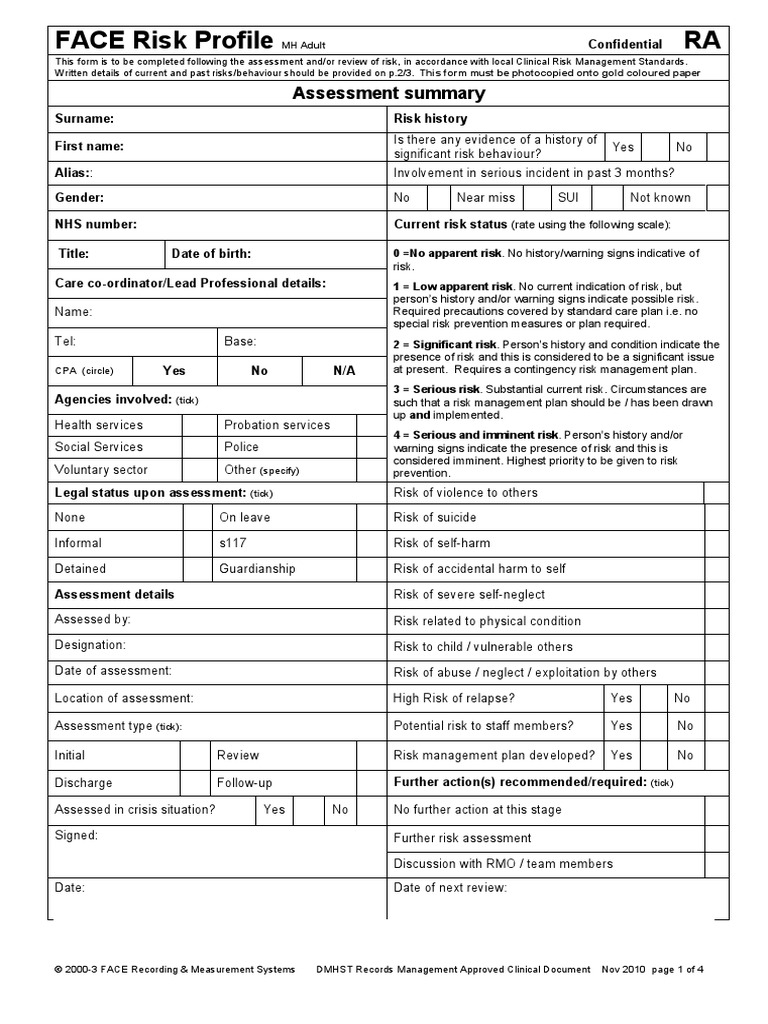 Face Risk Adult | PDF | Risk | Suicide