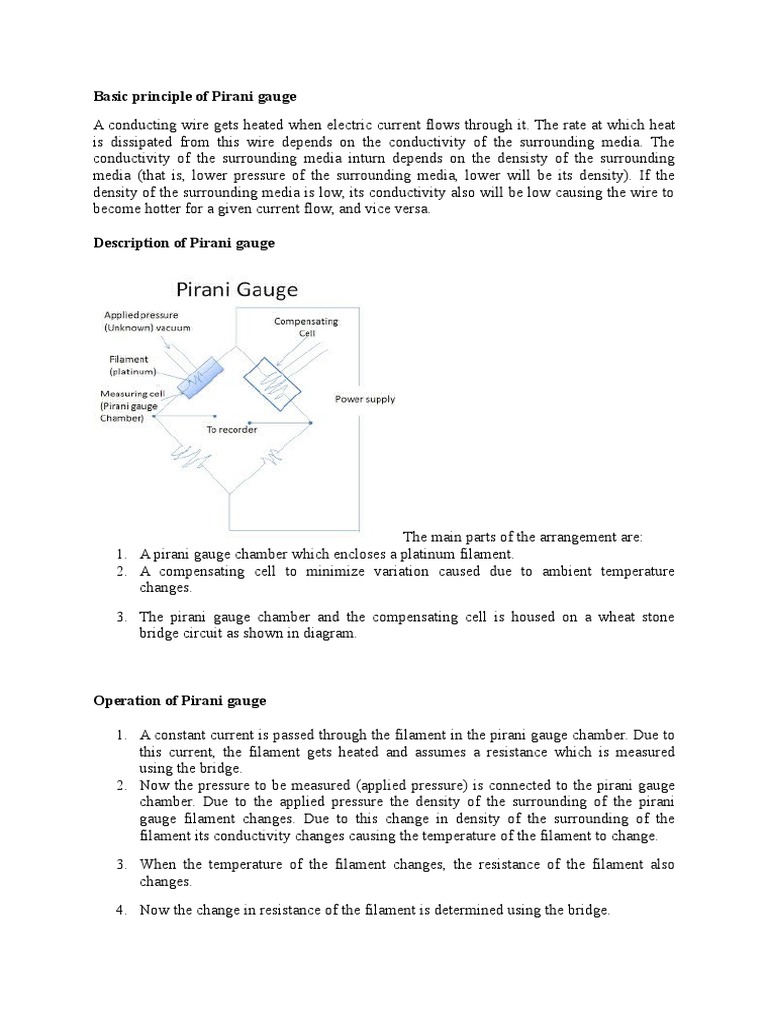 Basic Principle of Pirani Gauge | Electrical Resistivity And ...