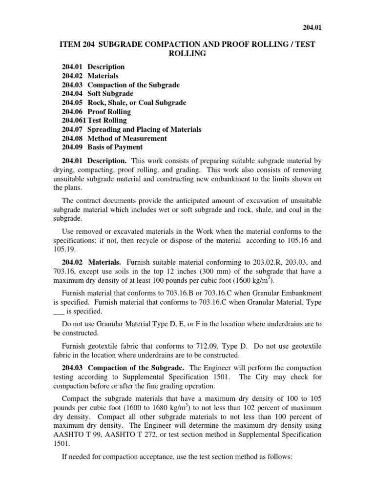204 - Subgrade Compaction and Proof Rolling-Test Rolling (2012) | Road ...