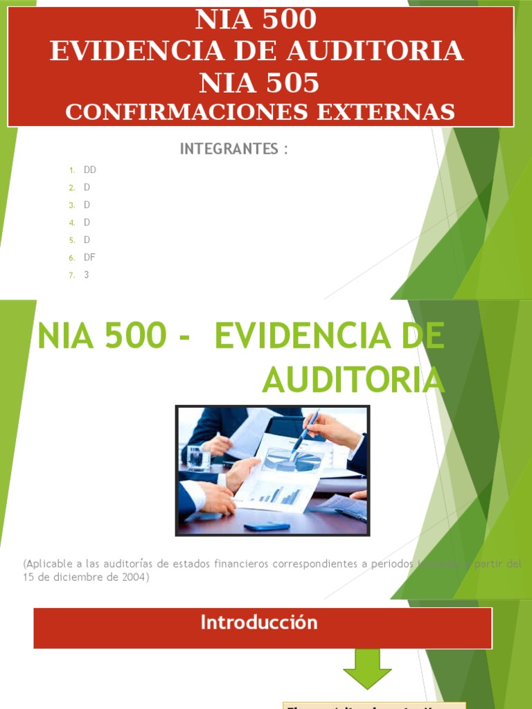 Nia 500 - Evidencia de Auditoria | Auditoría financiera | Contralor ...