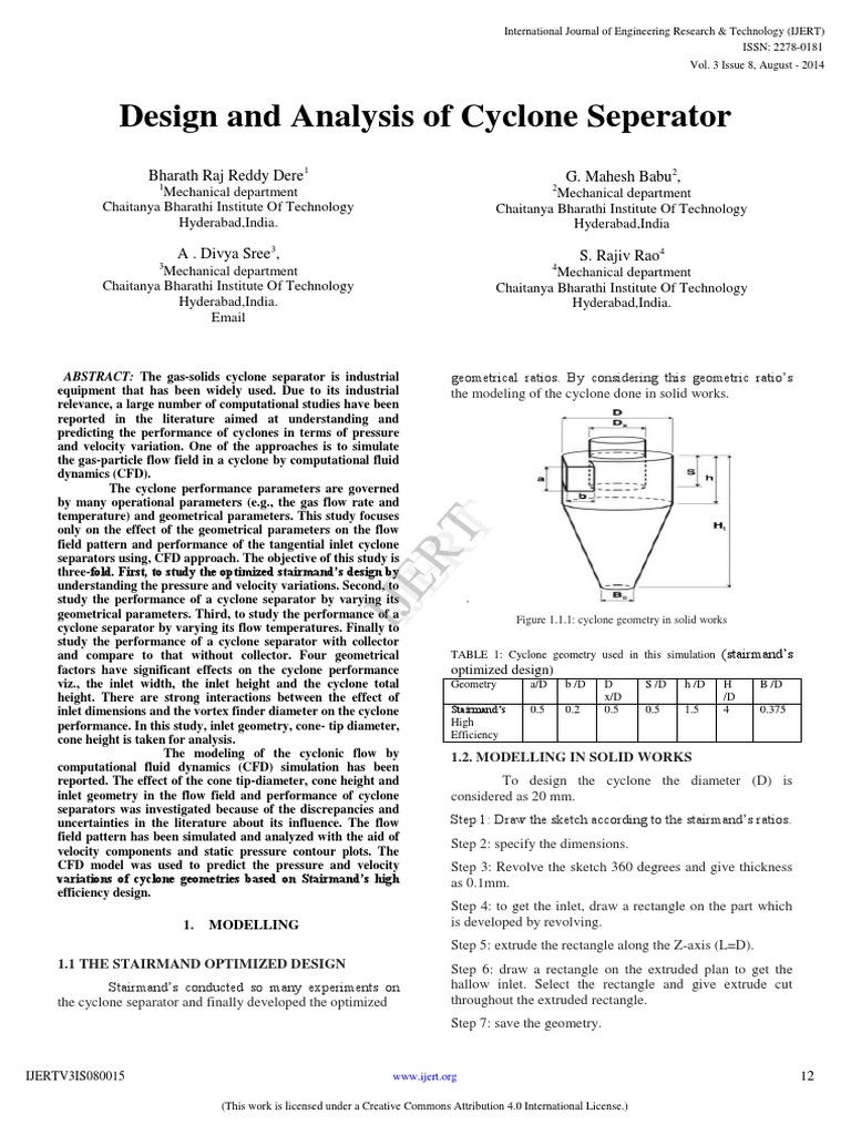 Design and Analysis of Cyclone Seperator | Turbulence | Computational Fluid Dynamics