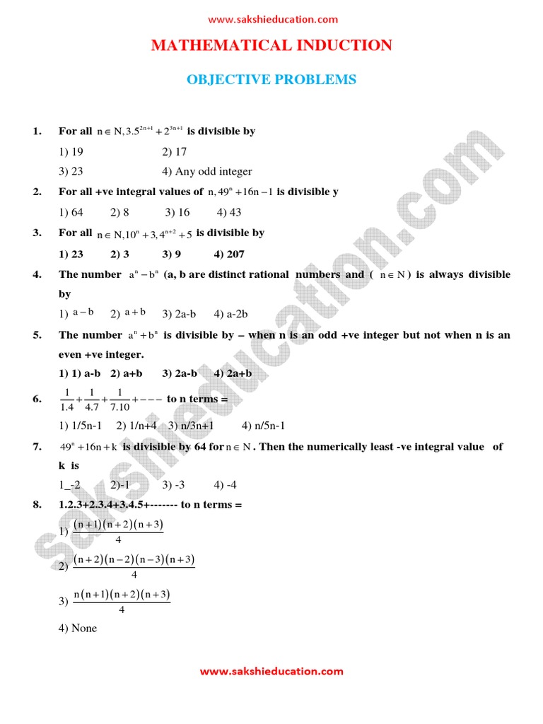 Mathematical Induction | PDF | Abstract Algebra | Arithmetic
