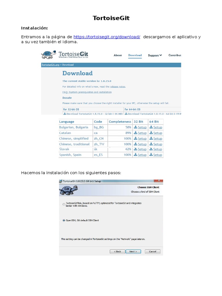 Guía completa para la instalación y uso de TortoiseGit | PDF | Informática | Software