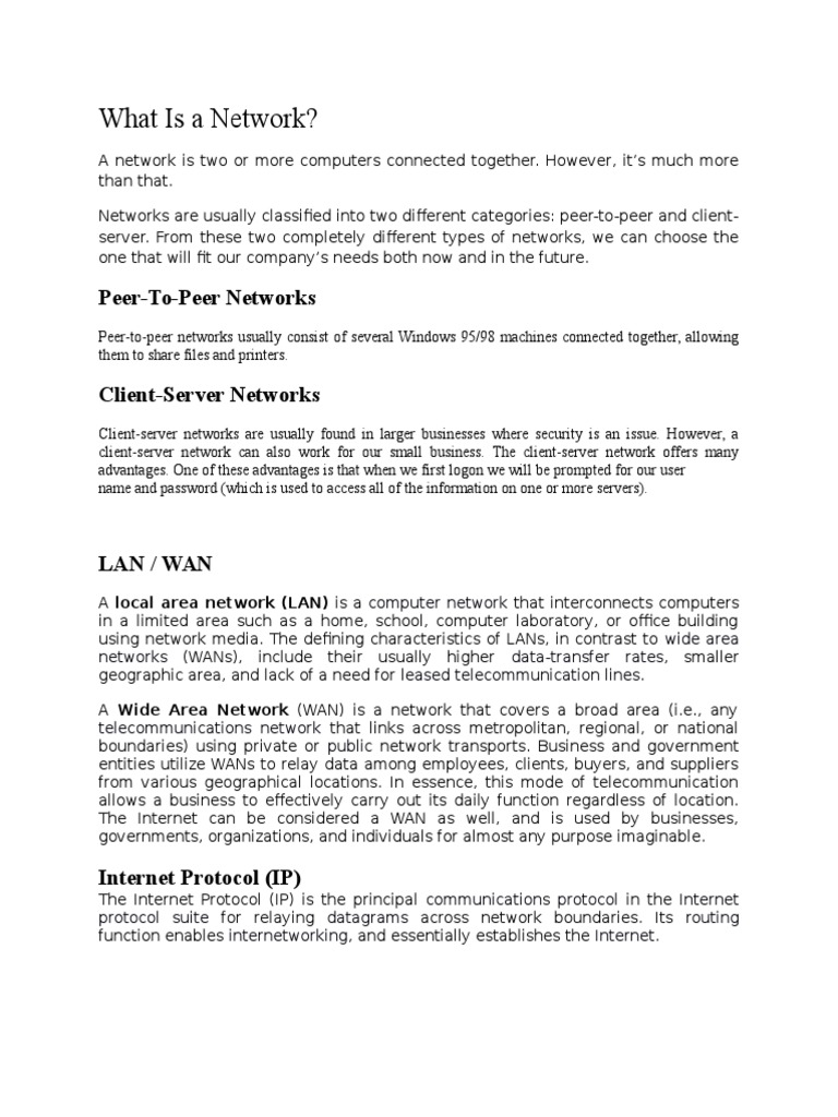 What Is A Network?: Peer-To-Peer Networks | PDF | Ip Address | Computer Network