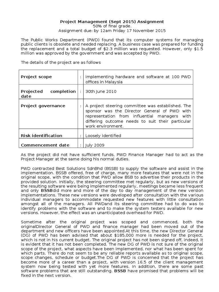 PWD Assignment | PDF | Project Management | Consultant