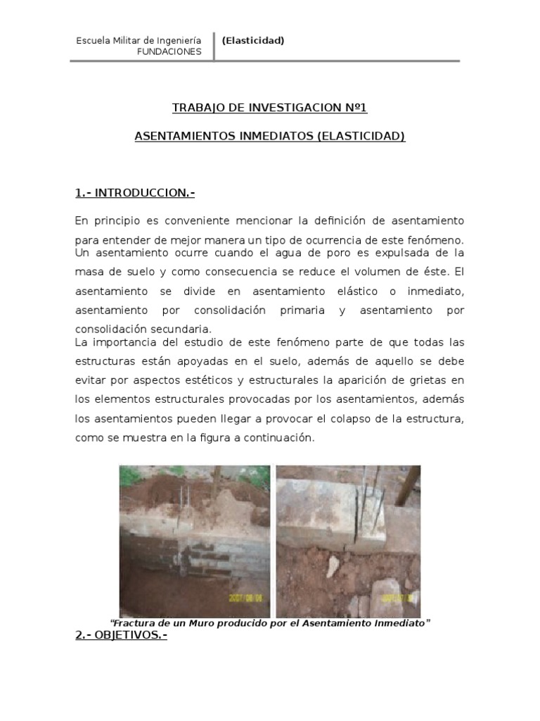 Asentamientos Inmediatos O Elasticos Pdf Elasticidad Física