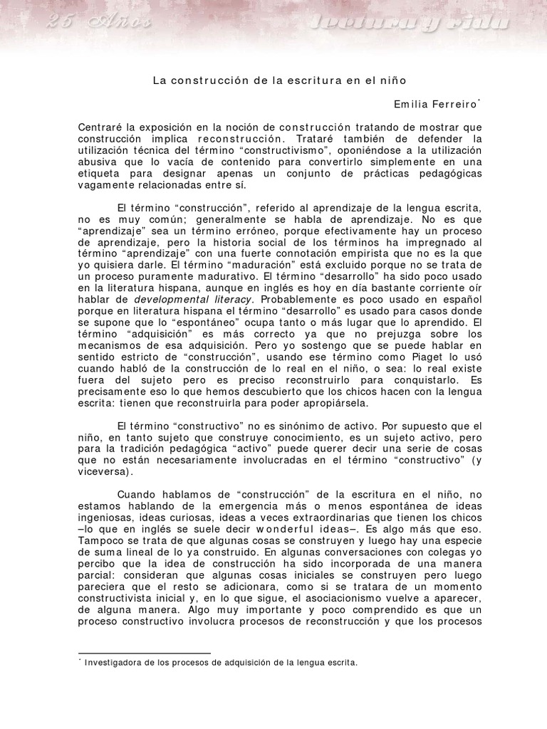 La Construcción de La Escritura en El Niño | PDF