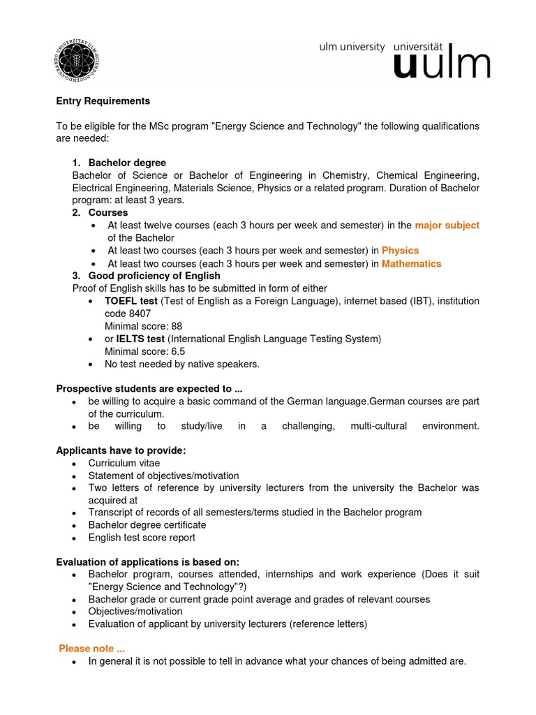 A Entry Requirements EST | PDF | Bachelor's Degree | Academic Degree