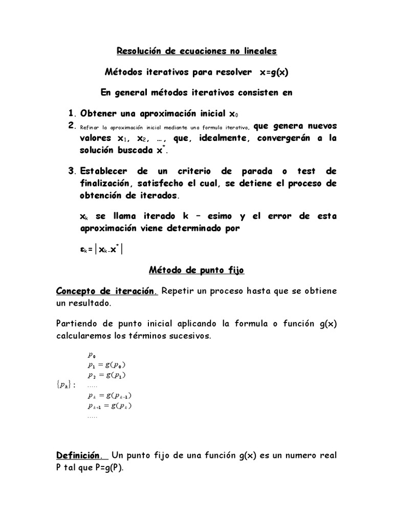 Metodo de Punto Fijo | PDF | Iteración | Ecuaciones Metodo de Punto Fijo | PDF | Iteración | Ecuaciones