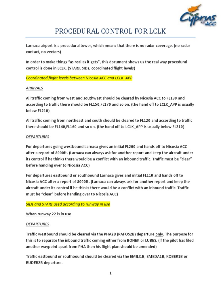 Procedural Control For LCLK | PDF | Aviation | Aviation Accidents And ...